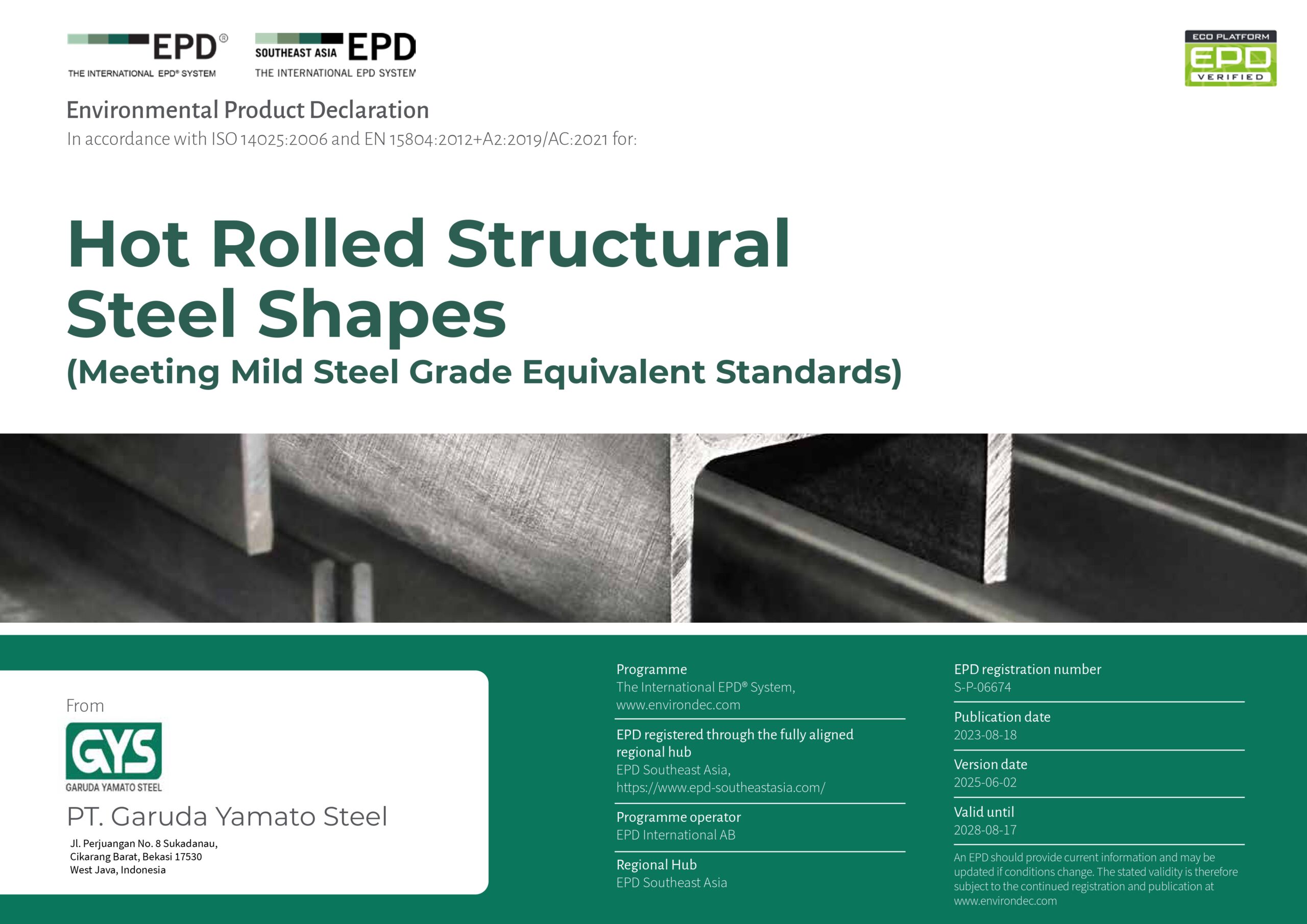 EPD Certifications - Garuda Yamato Steel